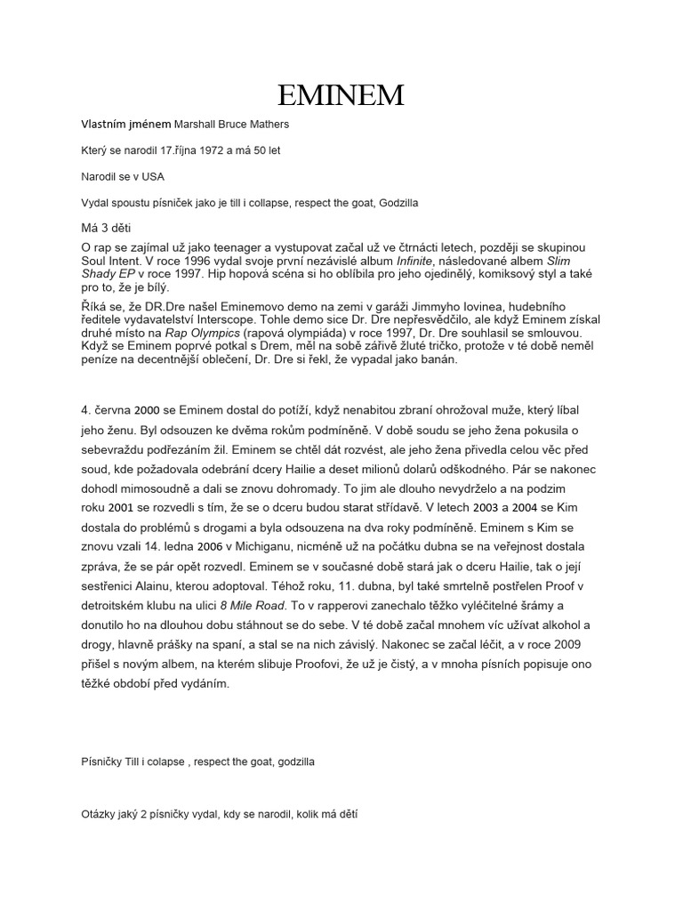 Referát Eminem | PDF