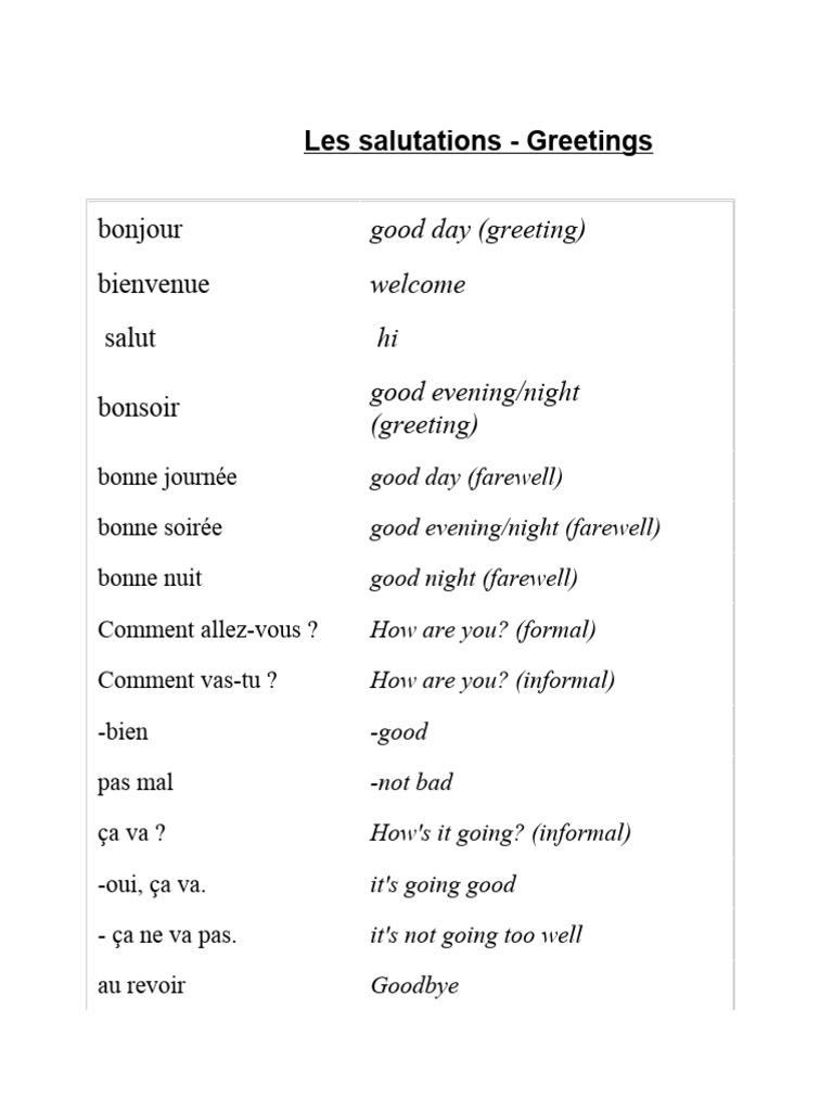 Les Salutations | PDF