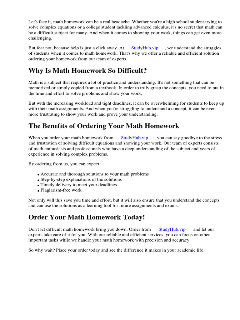 Do My Math Homework Show Work | PDF | Homework | Mathematics