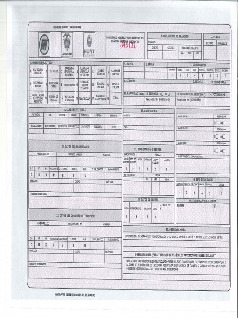 FORMULARIO Traspaso Vehiculo | PDF