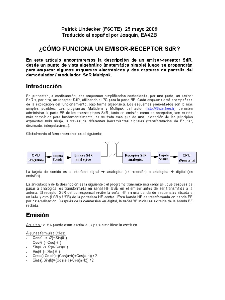 Como Funciona Un Emisor-Receptor SDR | PDF | Muestreo (procesamiento de ...