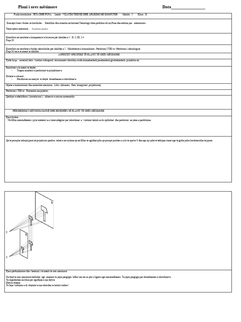 Plani I Ores Mësimore Vizatim Teknik Java 3 | PDF