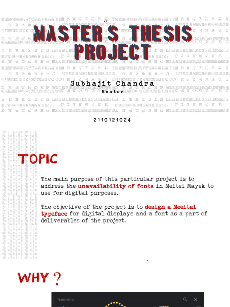 Meitei Mayek: Typeface Design (M. Thesis Presentation) | PDF | Linguistics | Writing