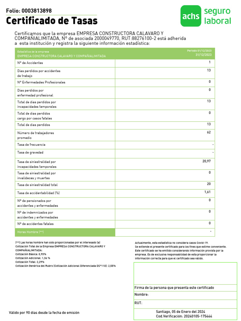 Certificado Tasas 882 | PDF