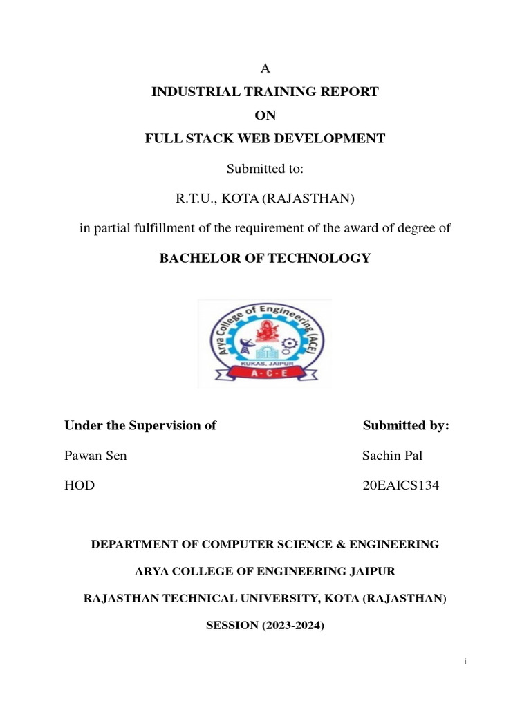 My Industrial Training Report | PDF | Html5 | Java Script