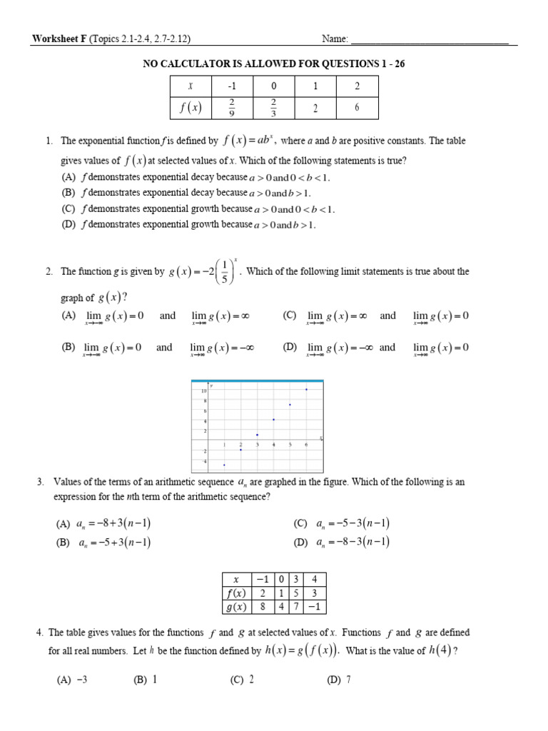 Exponential Functions Worksheet Answers | PDF | Function (Mathematics ...