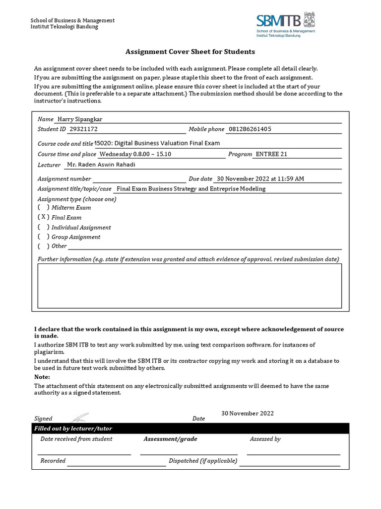 Plagiarism Statement | PDF