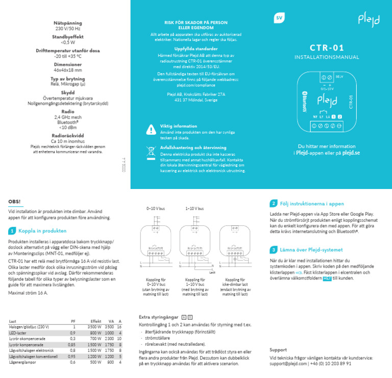 Plejd Manual CTR-01 SV | PDF
