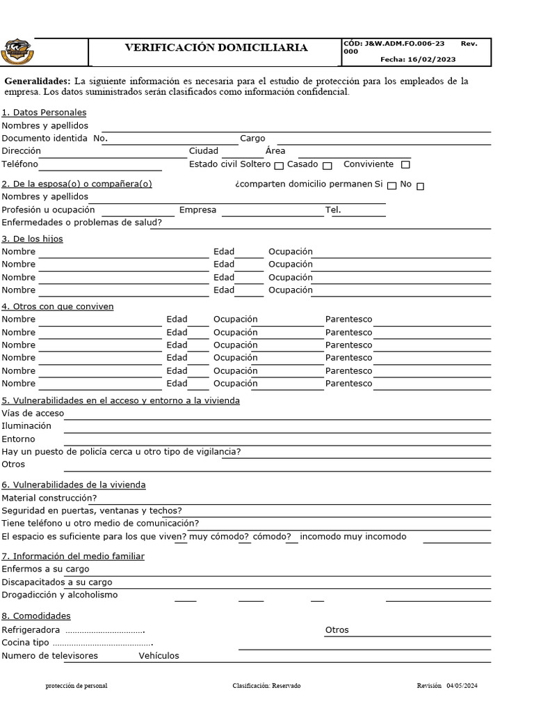 Evaluación de Riesgos Domiciliarios | PDF
