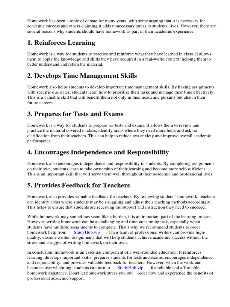 Why Students Should Have Homework | PDF | Homework | Teachers