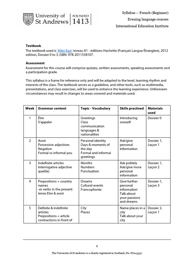 French Beginner Semester One | PDF | Grammatical Gender | Languages