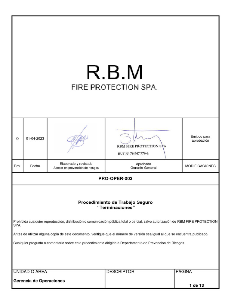 PRO OPER 003 Terminaciones | PDF | Residuos