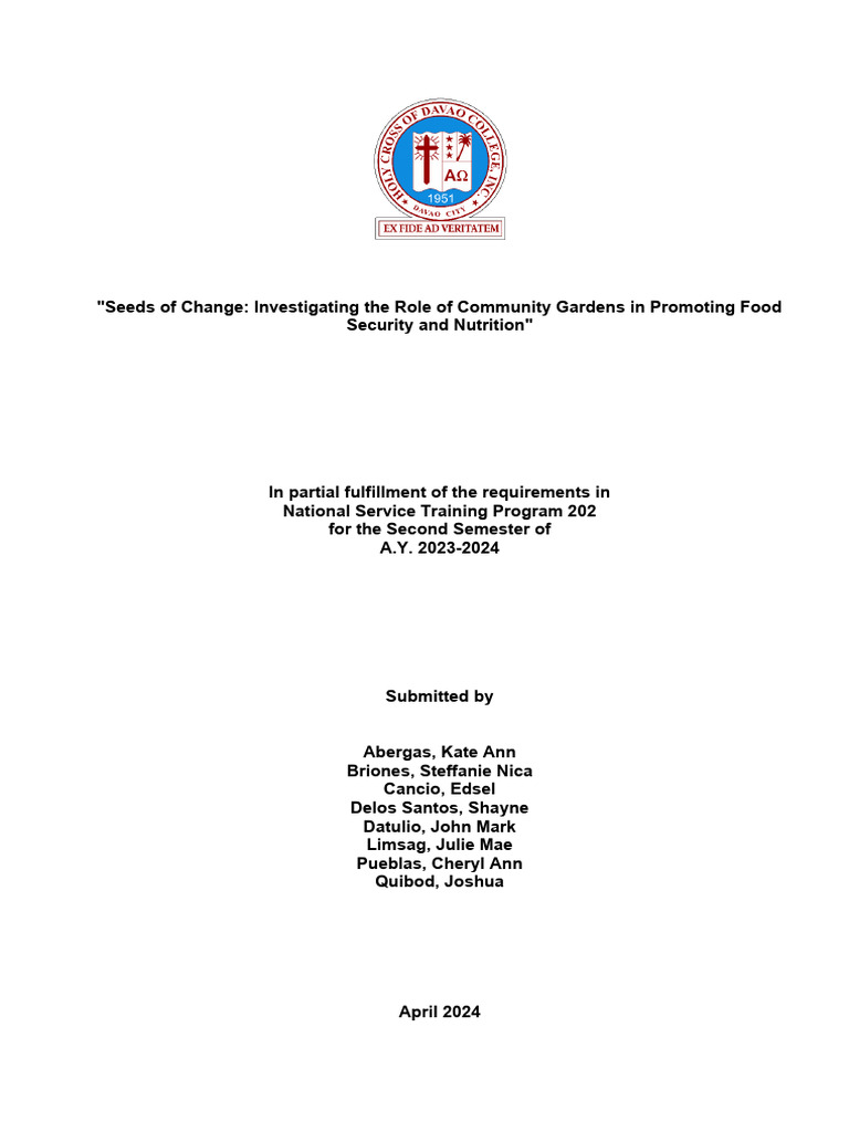 Group 3-NSTP-CA-Final-Project-Proposal | PDF | Food Security | Vegetables