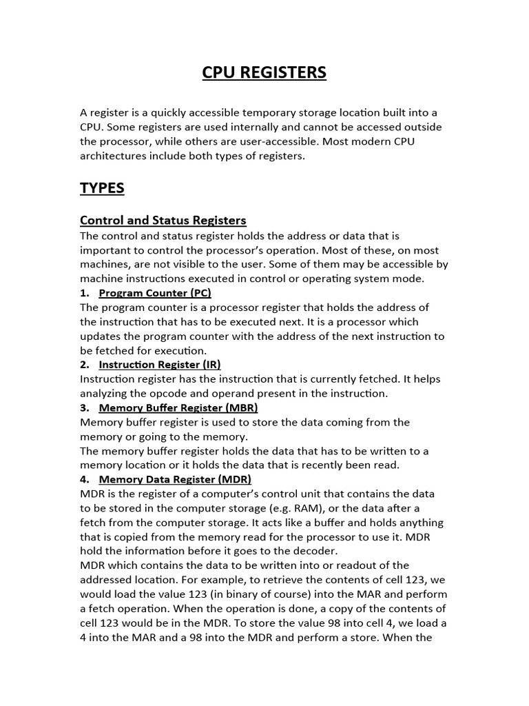 CPU REGISTERS | PDF | 64 Bit Computing | Central Processing Unit