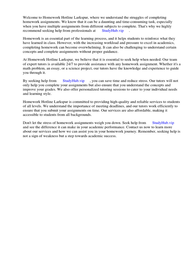 Homework Hotline Larkspur | PDF | Homework Homework Hotline Larkspur | PDF | Homework