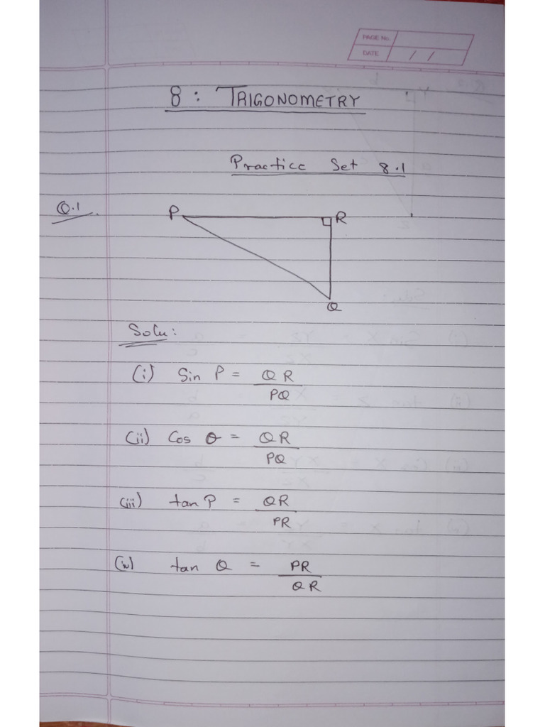 Trigonometry. 8.1,8.2& Problem Set-8 . | PDF
