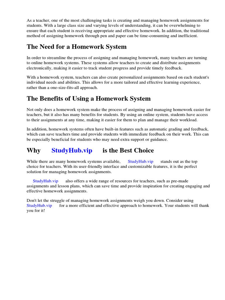Homework System For Teachers | PDF | Homework | Teachers