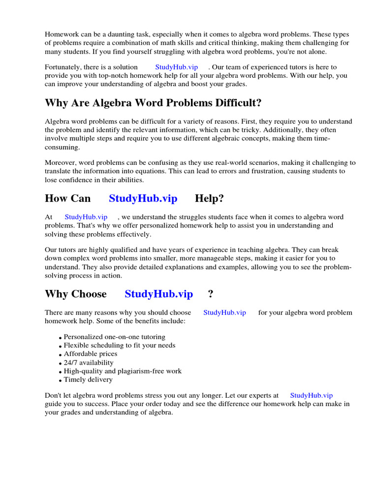 Homework Help Algebra Word Problems | PDF | Algebra | Mathematics
