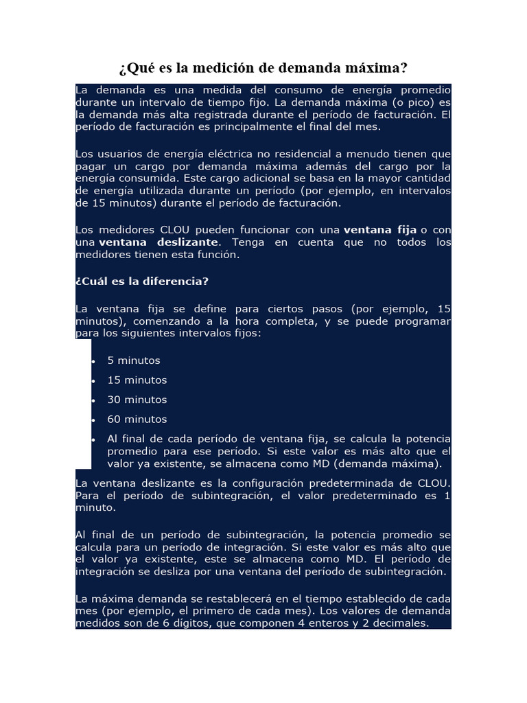 Qué Es La Medición de Demanda Máxima | PDF | Integral | Medición