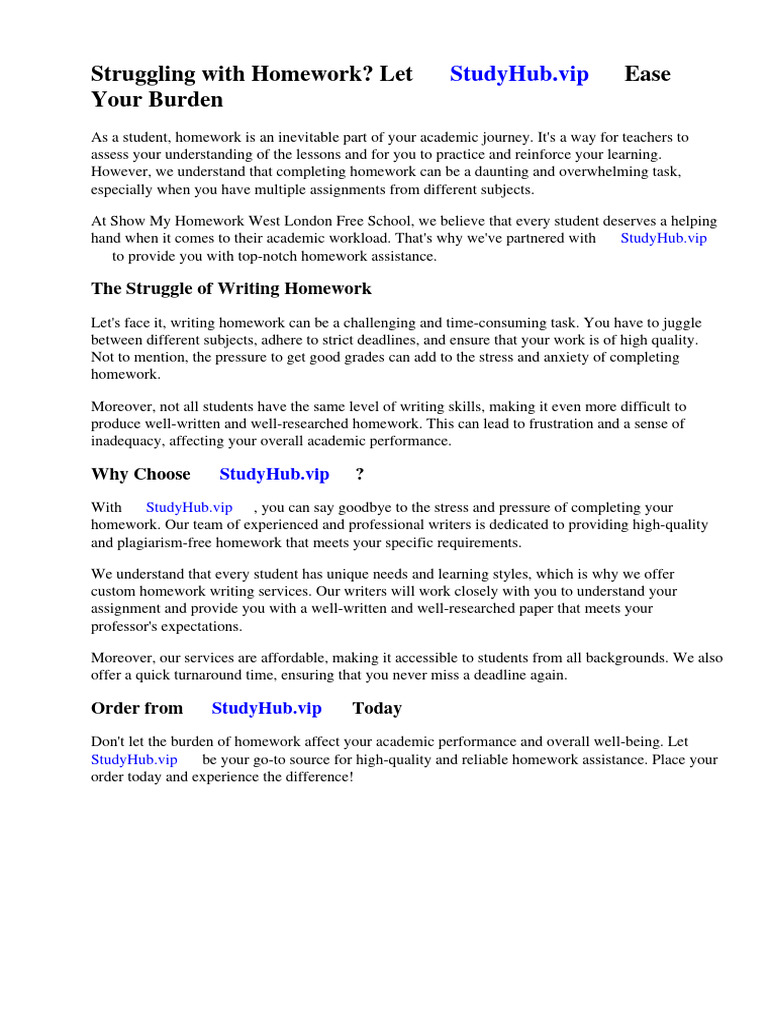 Show My Homework West London Free School | PDF | Teachers | Homework