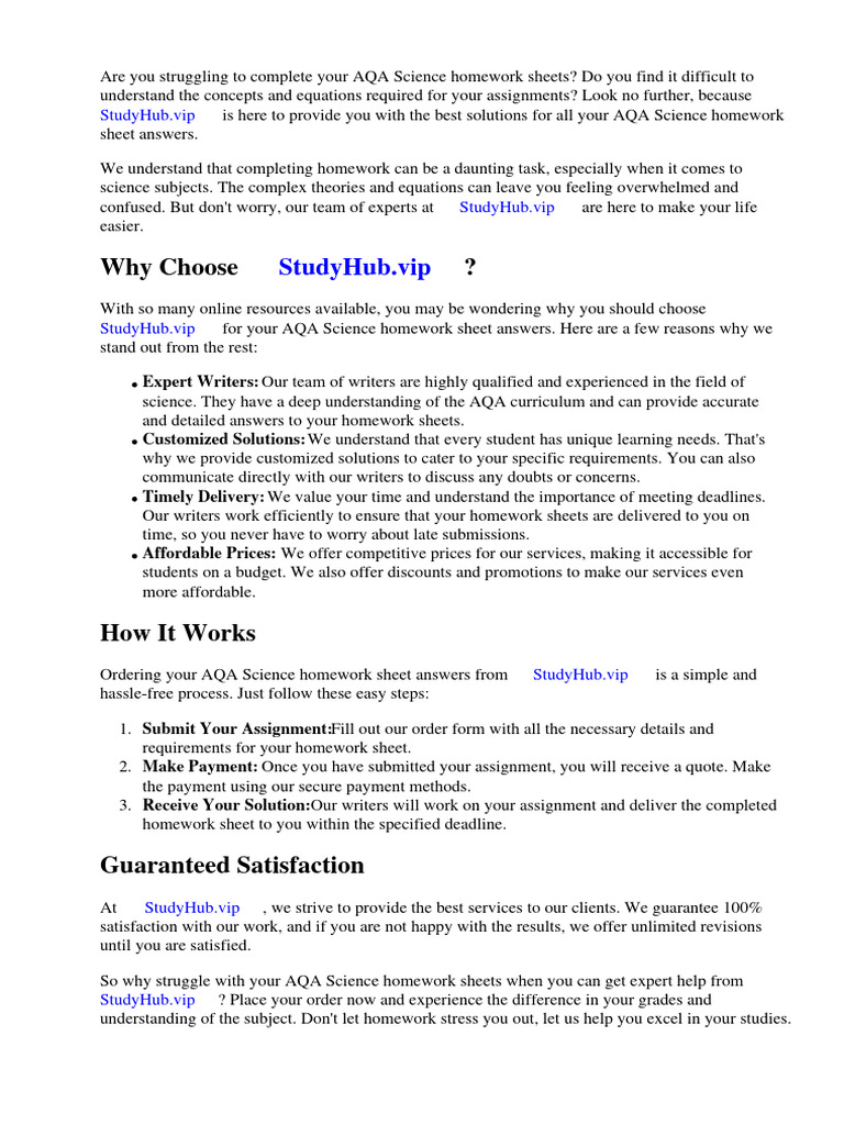 Aqa Science Homework Sheet Answers | PDF | Facebook | Linked In
