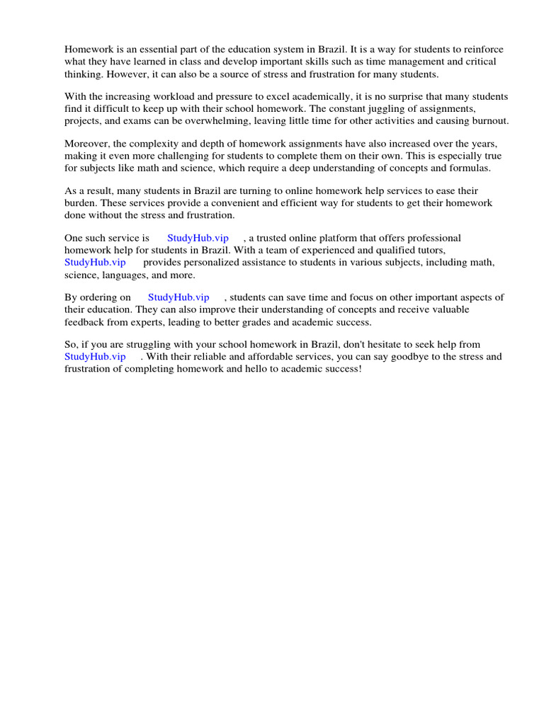 School Homework Brazil | PDF | Teachers | Homework
