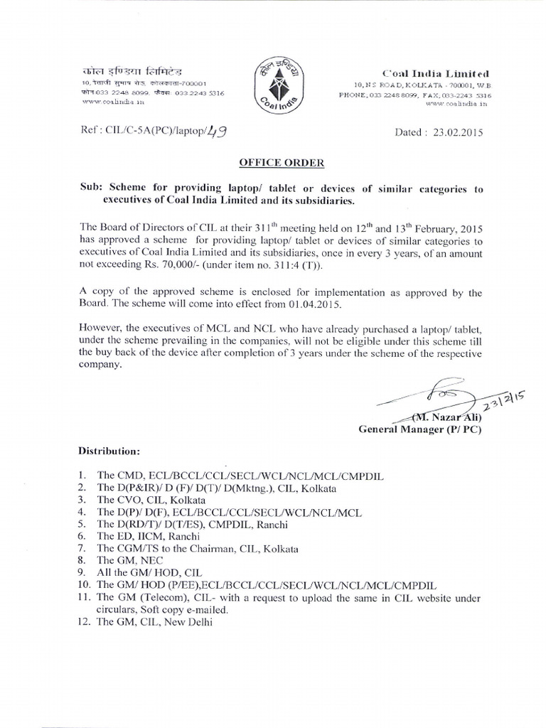 CIL Laptop Scheme 23rd Feb 2015 | PDF