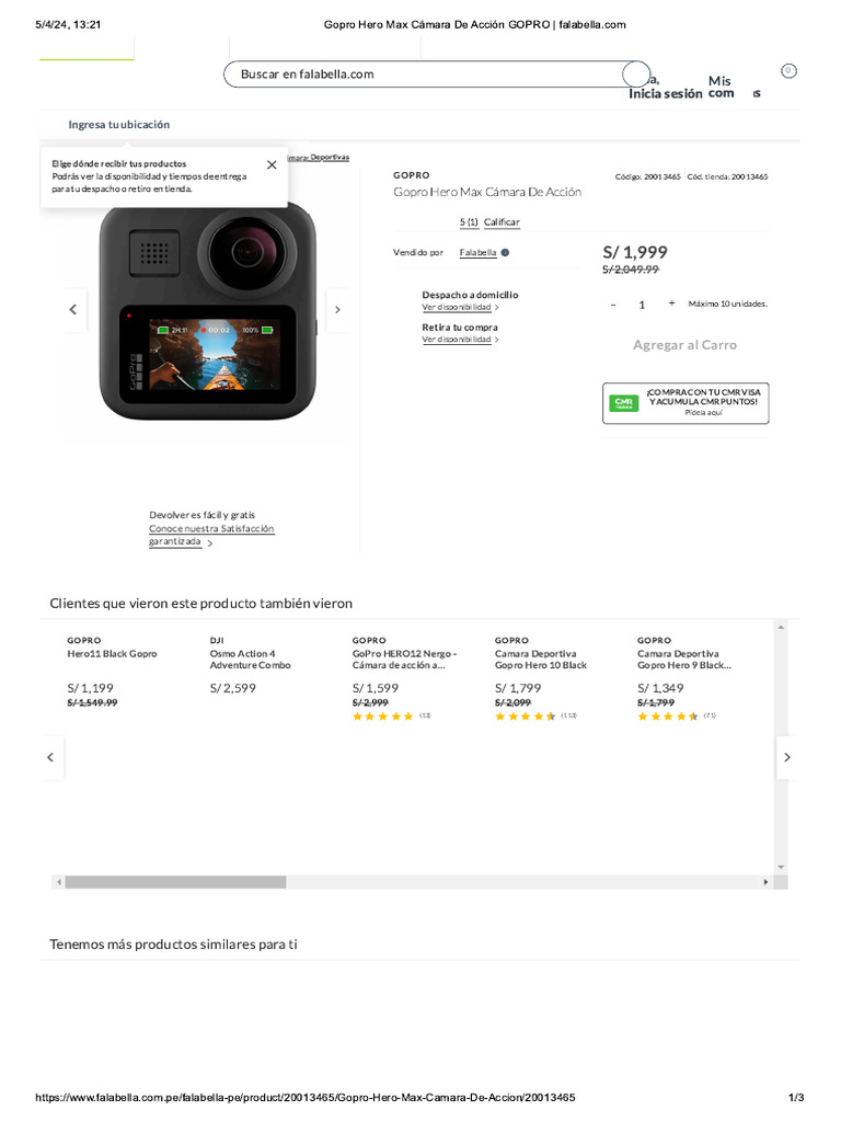 Gopro Hero Max Cámara de Acción GOPRO - Falabella | PDF