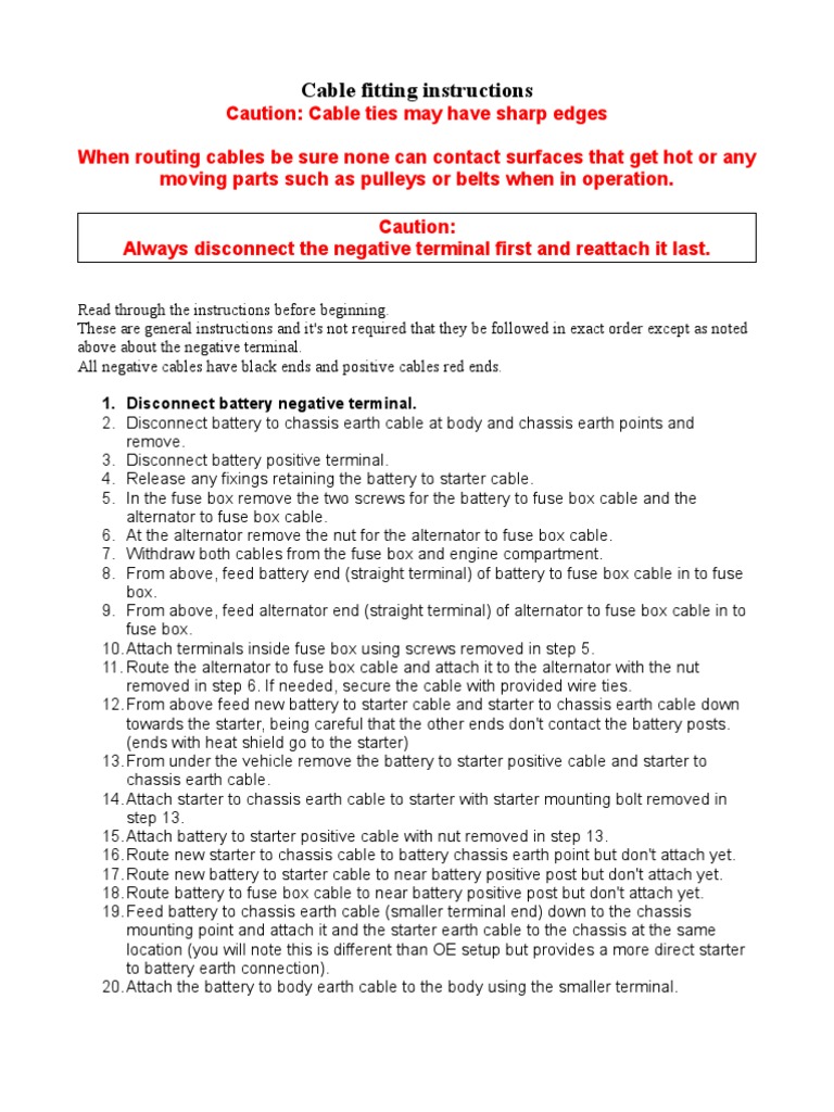 Cable Fitting Instructions Guide | PDF | Fuse (Electrical) | Cable