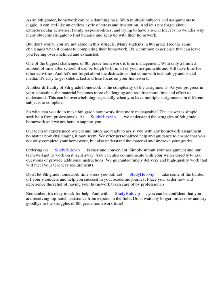 8th Grade Homework Time | Download Free PDF | Worksheet | Homework