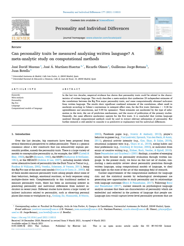 Can Personality Traits Be Measured Analyzing Written - 2021 ...