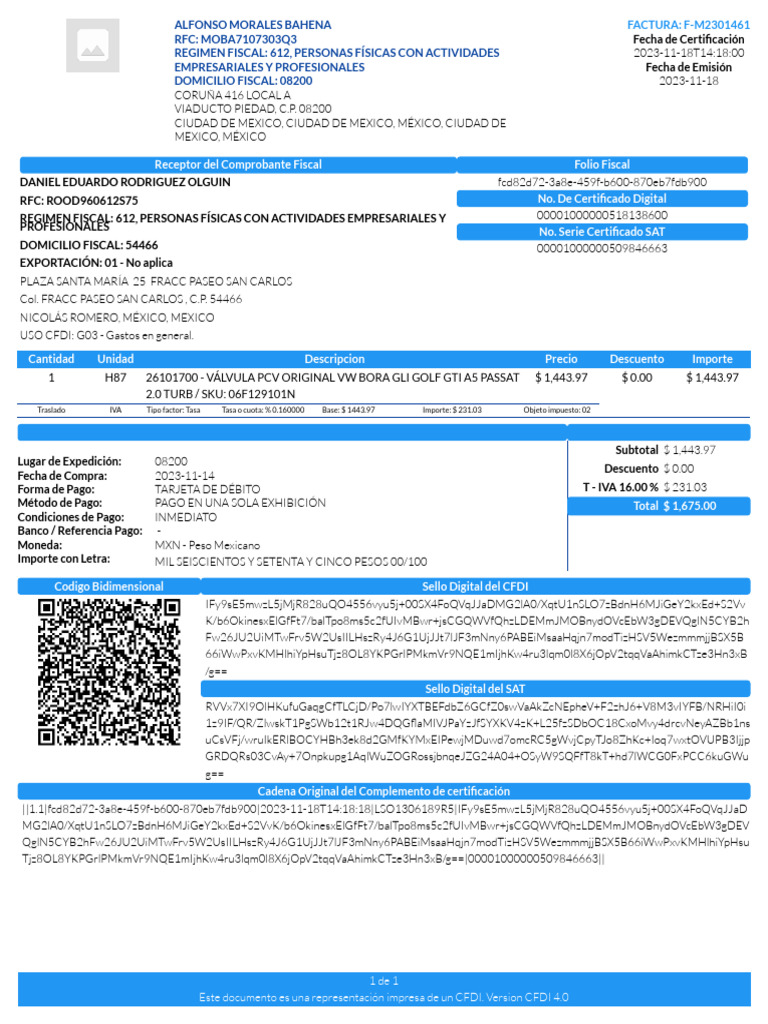 1 de 1 Este Documento Es Una Representación Impresa de Un CFDI. Version CFDI 4.0 | Descargar ...