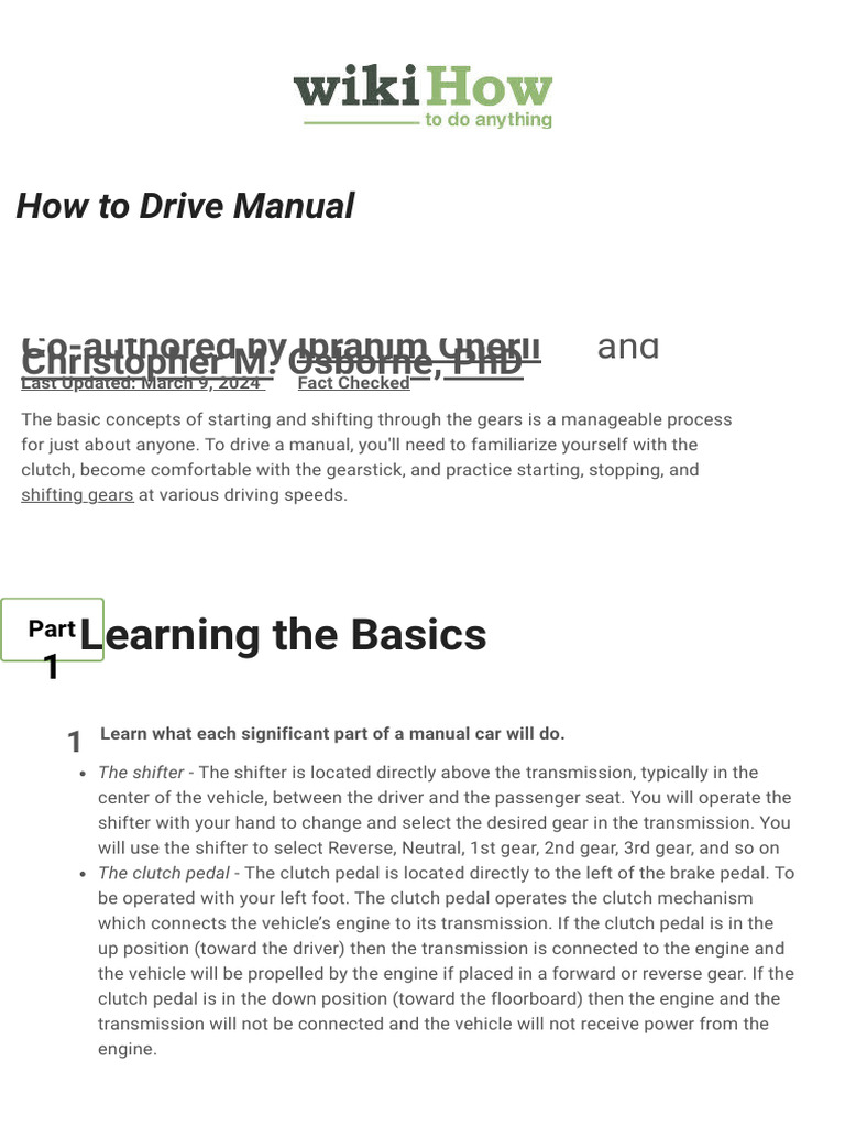 How To Drive Manual (With Pictures) - WikiHow | PDF | Manual ...