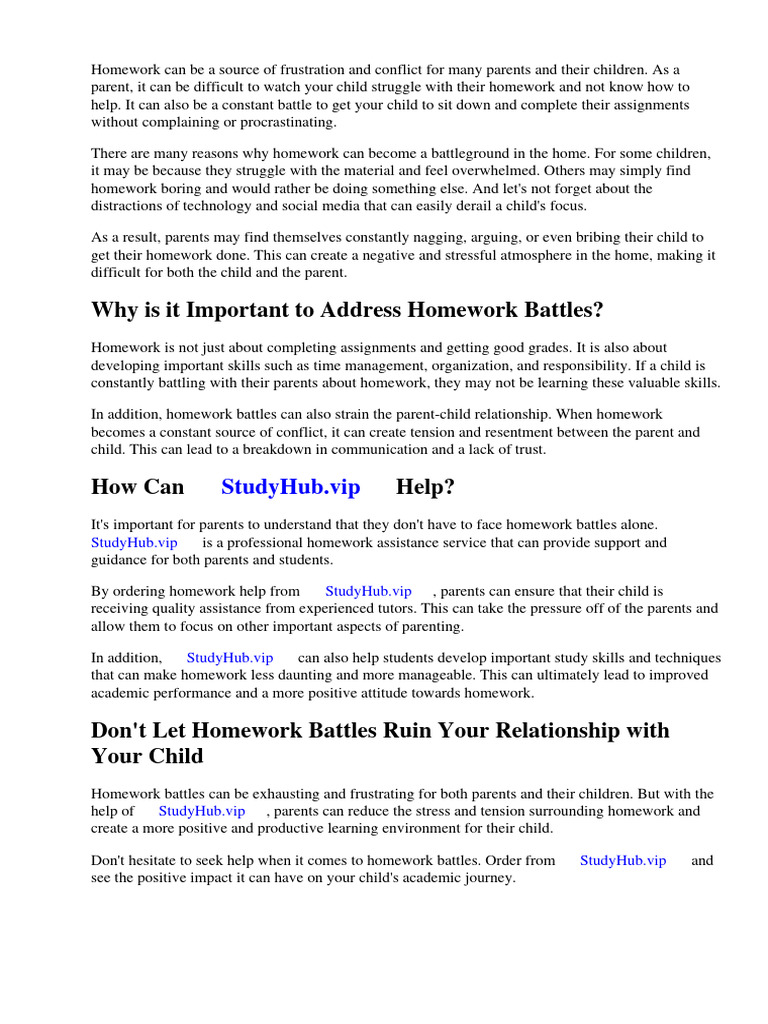 Parenting Homework Battles | PDF | Homework | Parenting