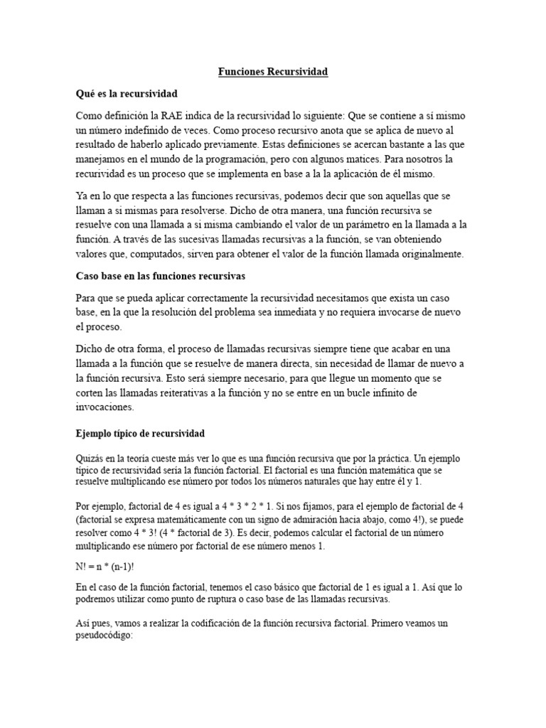 Funciones Recursividad Qué Es La Recursividad: Ejemplo Típico de ...