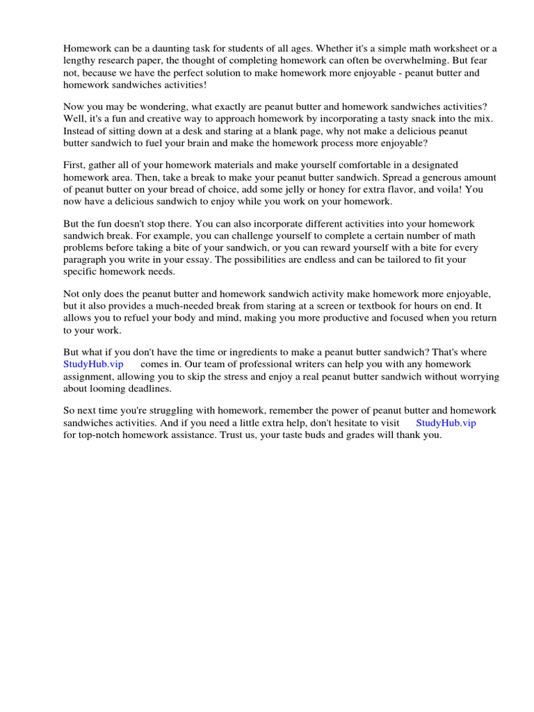 Peanut Butter and Homework Sandwiches Activities | PDF | Pay Pal | E Bay