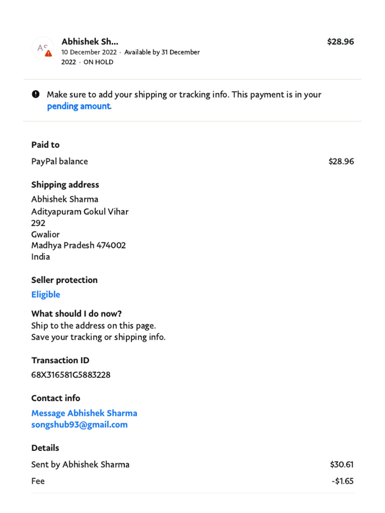 PayPal - Transaction Details | PDF