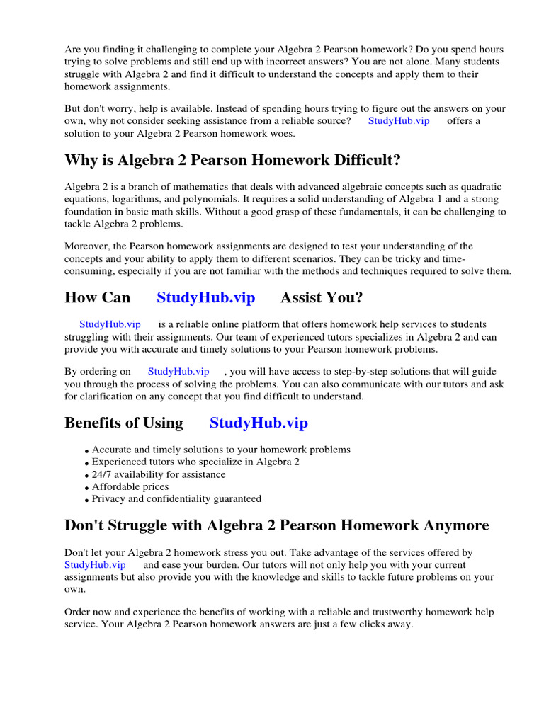 Algebra 2 Pearson Homework Answers | PDF | Trigonometric Functions ...