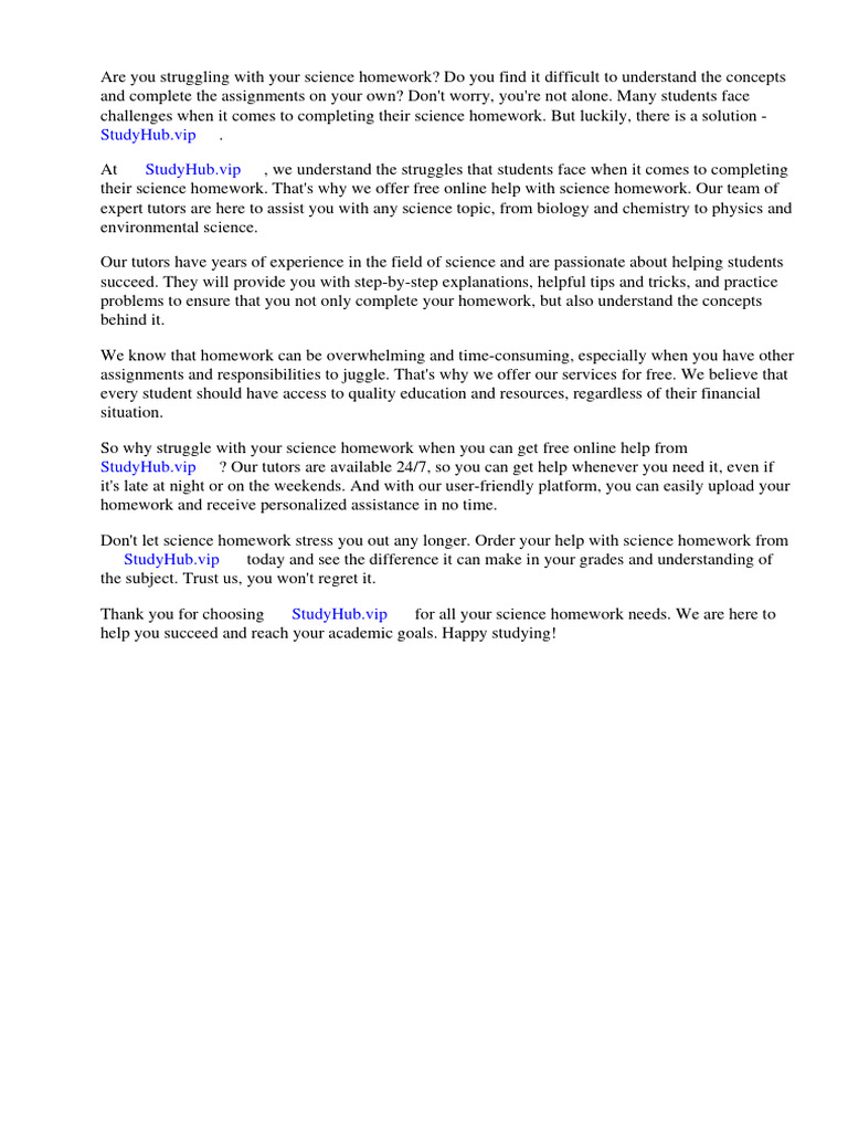 Help With Science Homework For Free Online | PDF | Science | Homework