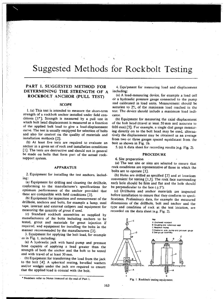 ISRM Rockbolt-Pull Out Testing | PDF