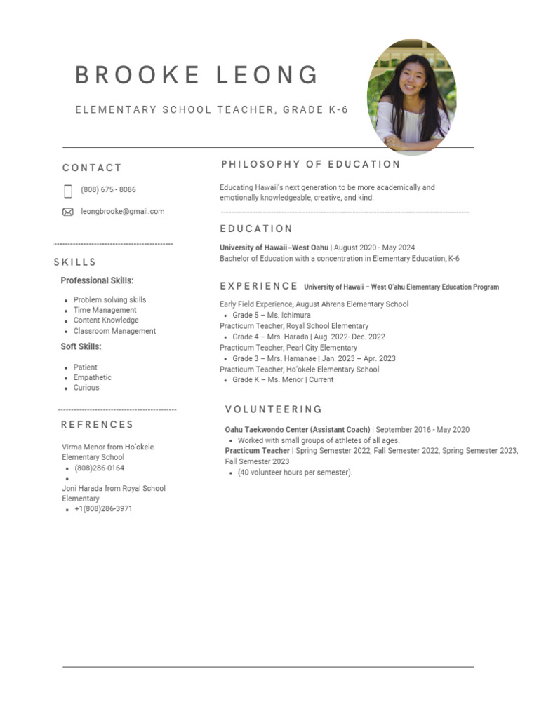minimalist white and grey professional resume | PDF