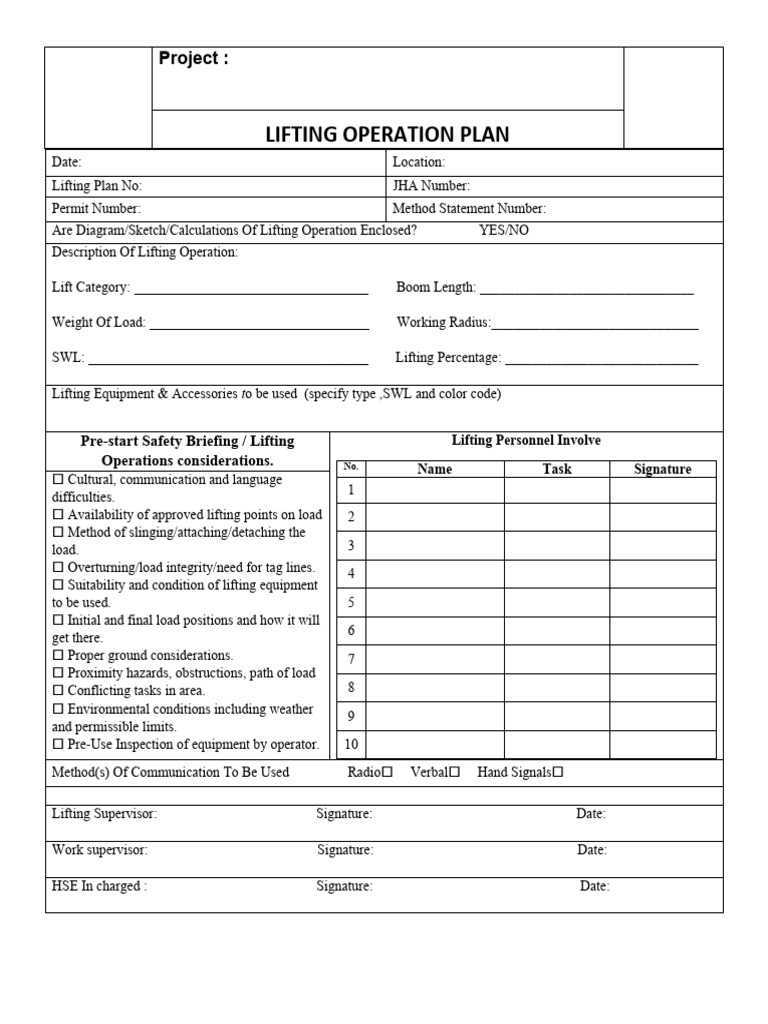Lifting Operation Safety Plan | PDF | Computers