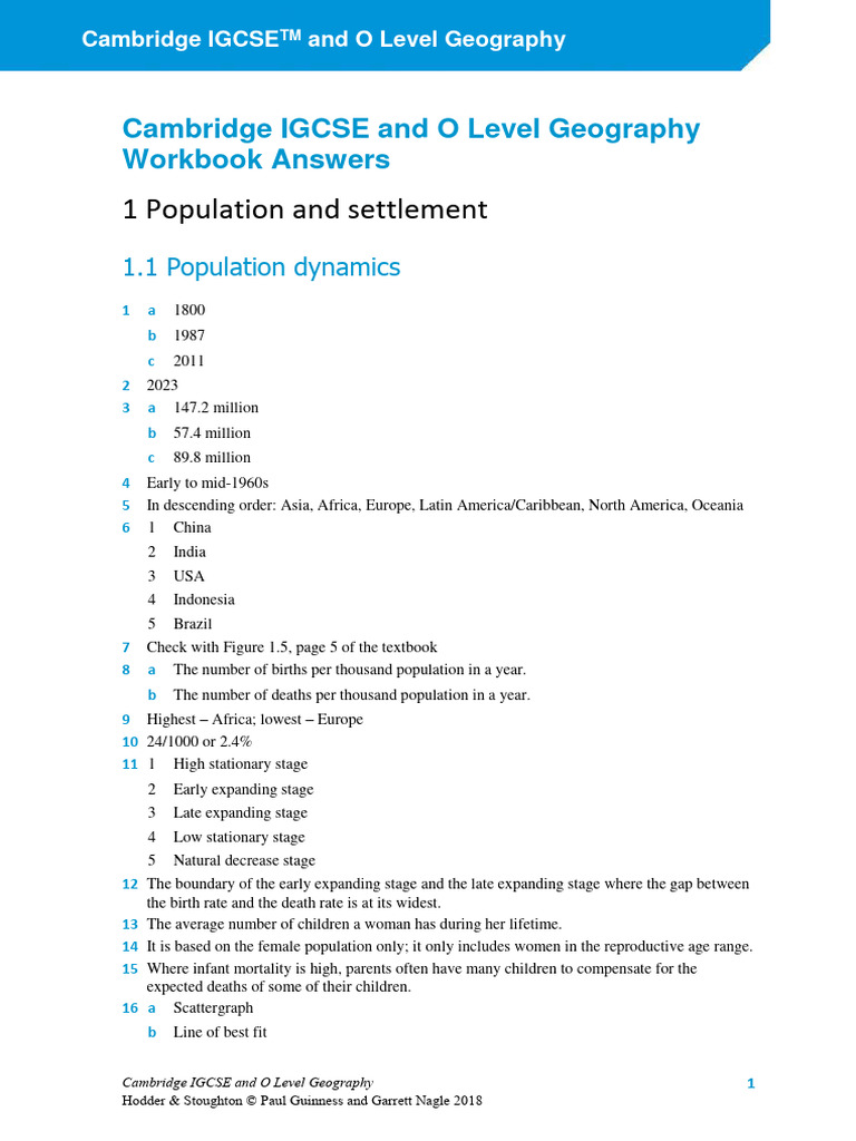 IGCSE Geography Workbook Answers | PDF | Volcano | Flood