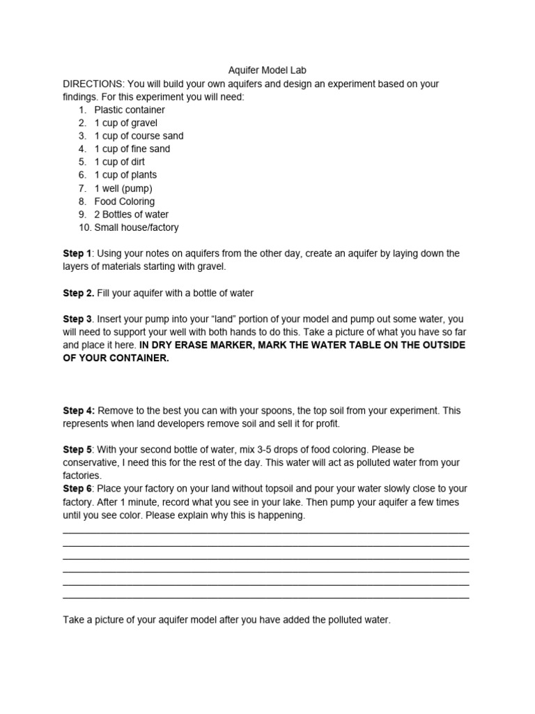 Aquifer Model Lab | PDF