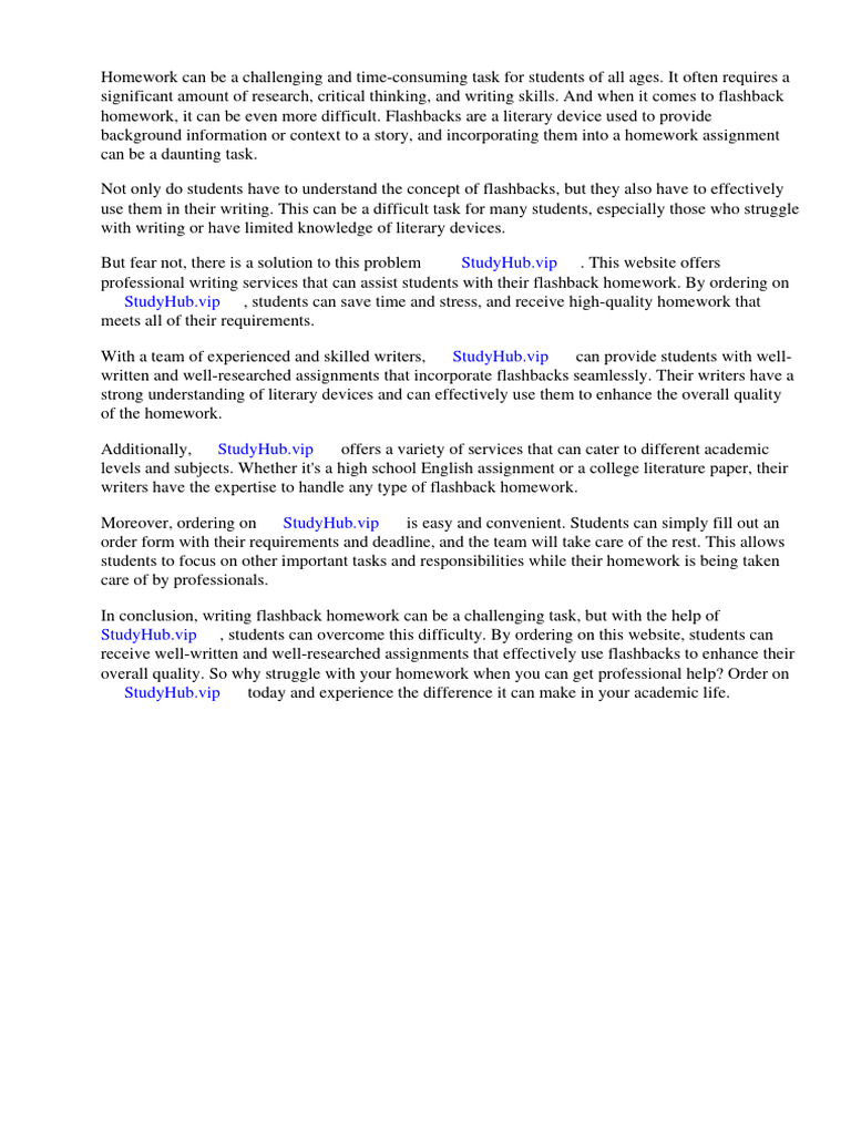 Flashback Homework | PDF | Homework | Narrative