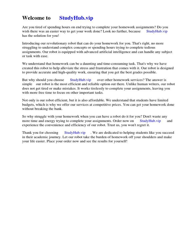 Robot To Do Your Homework | PDF | Robot | Robotics