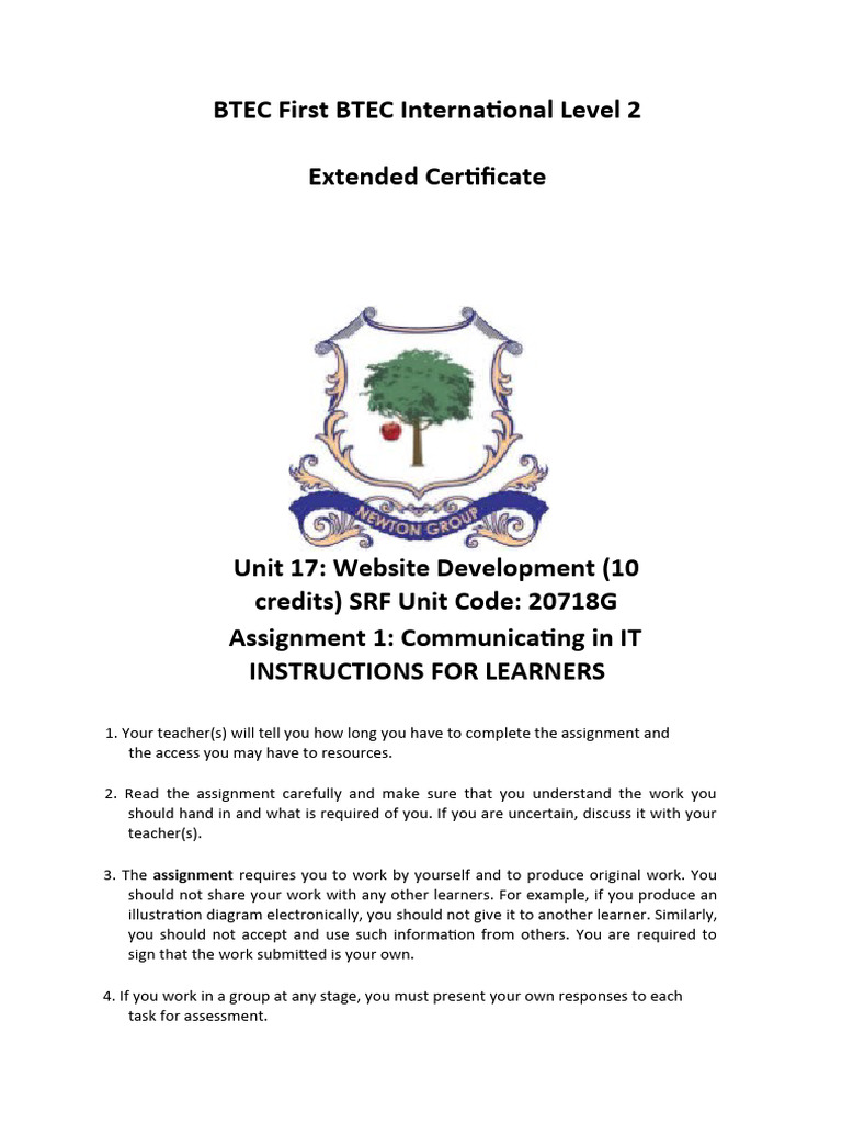[Template] BTEC Unit 17 Assignment 1 Student | PDF | World Wide Web ...