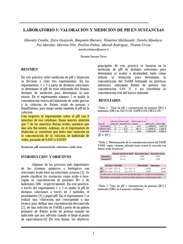 Laboratorio PH | PDF | Ph | Hidróxido de sodio