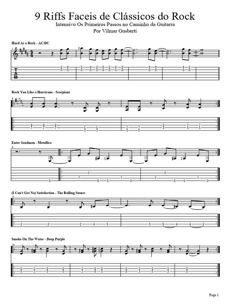 9 Riffs Faceis de Classicos Rock | PDF | Piedra dura | Música grabada