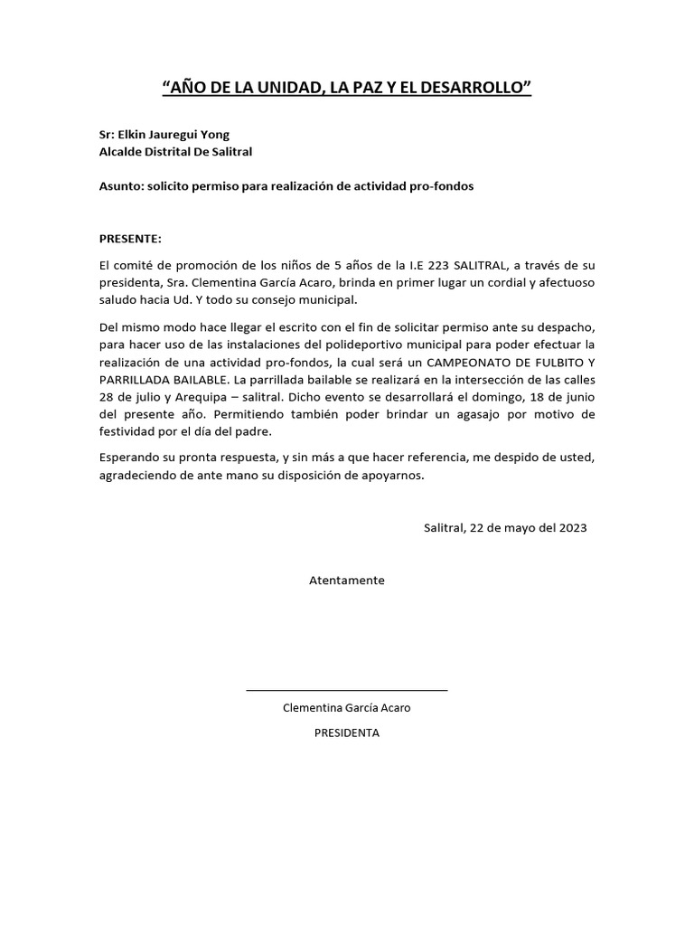 Solicitud Para Permiso de Actividad Pro-fondos i.e 223 | PDF